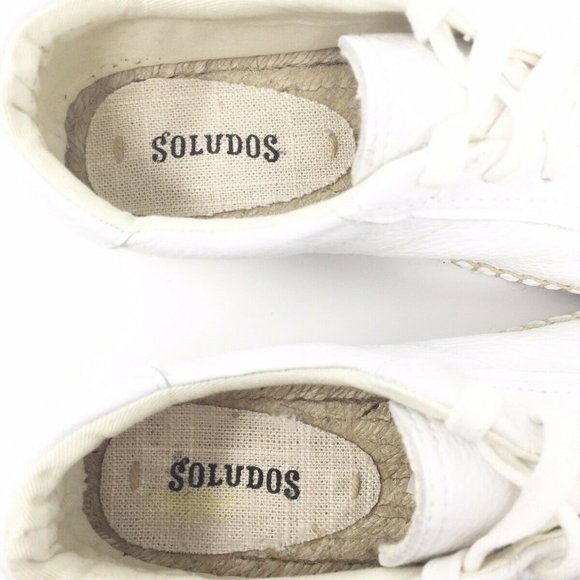 Soludos | Shoes | Soludos White Leather Espadrille Platform Sneakers ...